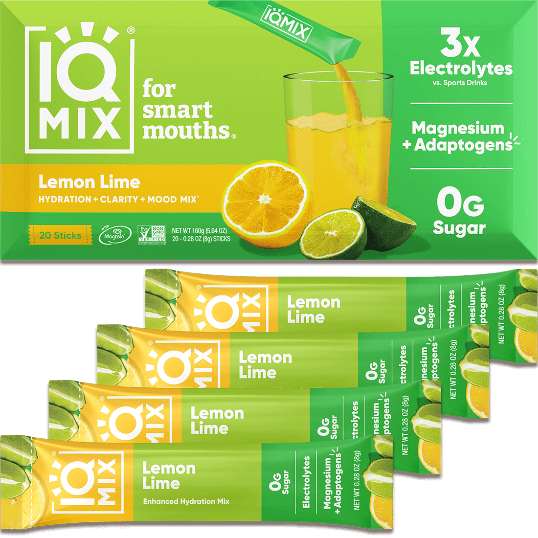 IQMIX Lemon Lime Sugar Free Electrolyte Powder Packets, 20-Sticks