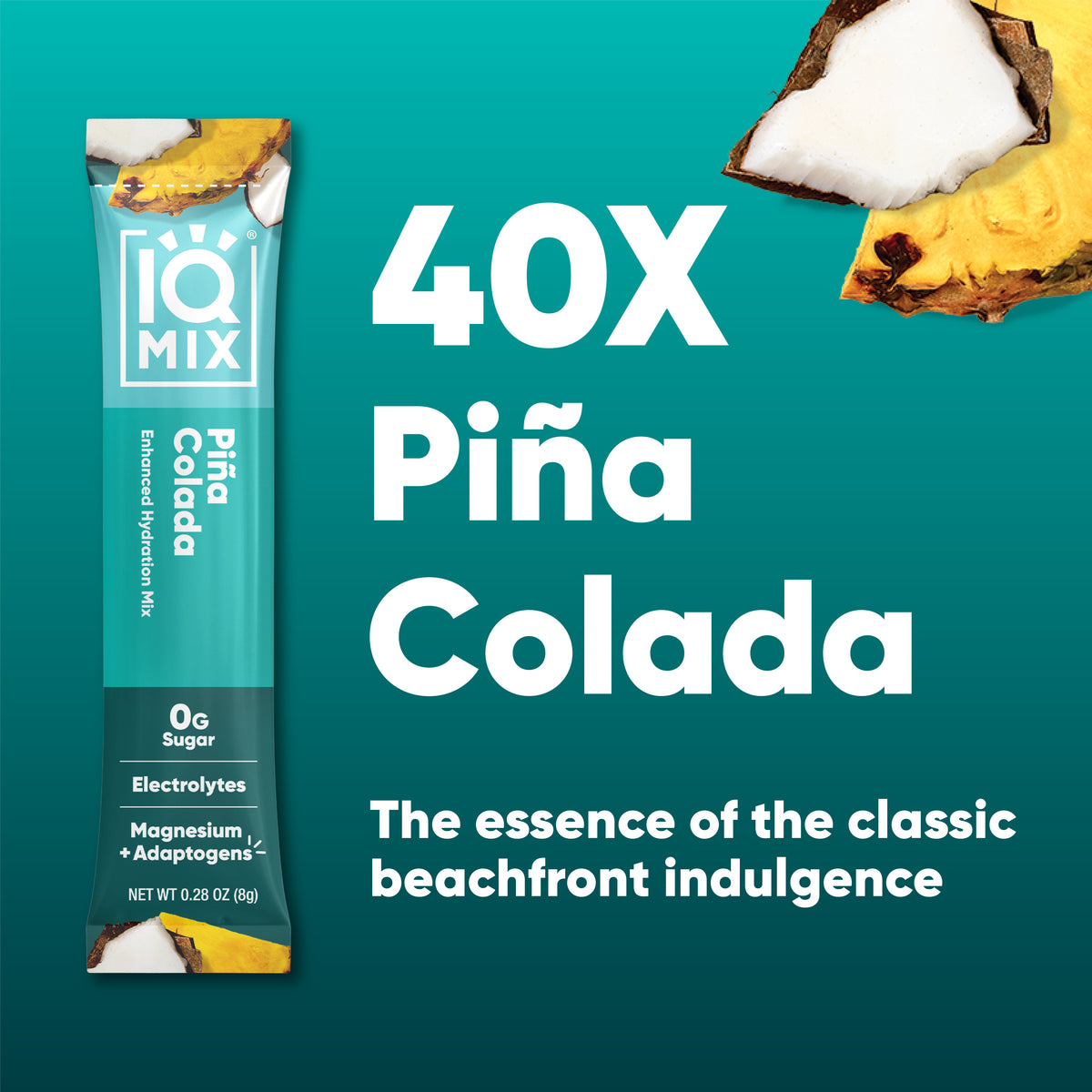 IQMIX Piña Colada Hydration Packets, Electrolyte Powder, 40-Sticks